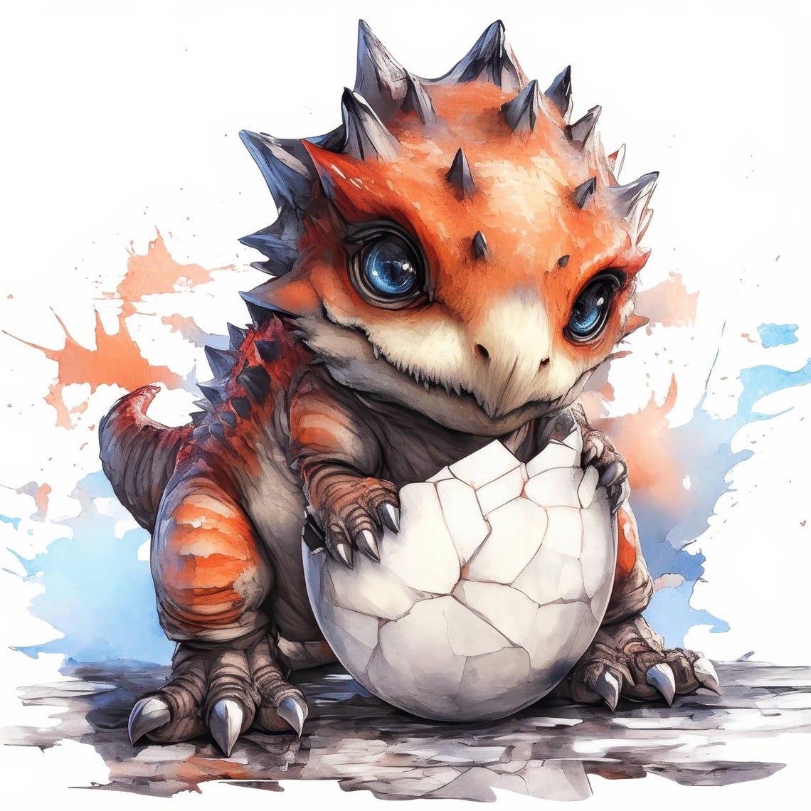 Dino Hatching From Egg Clip Art Bundle 13 High Res Watercolor Jpgs Junk ...