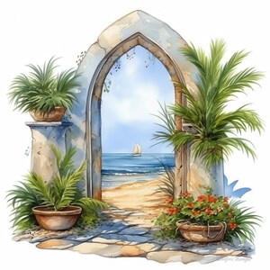 11 Doors on Seaside Clipart Bundle, Nautical Gates Illustrations ...