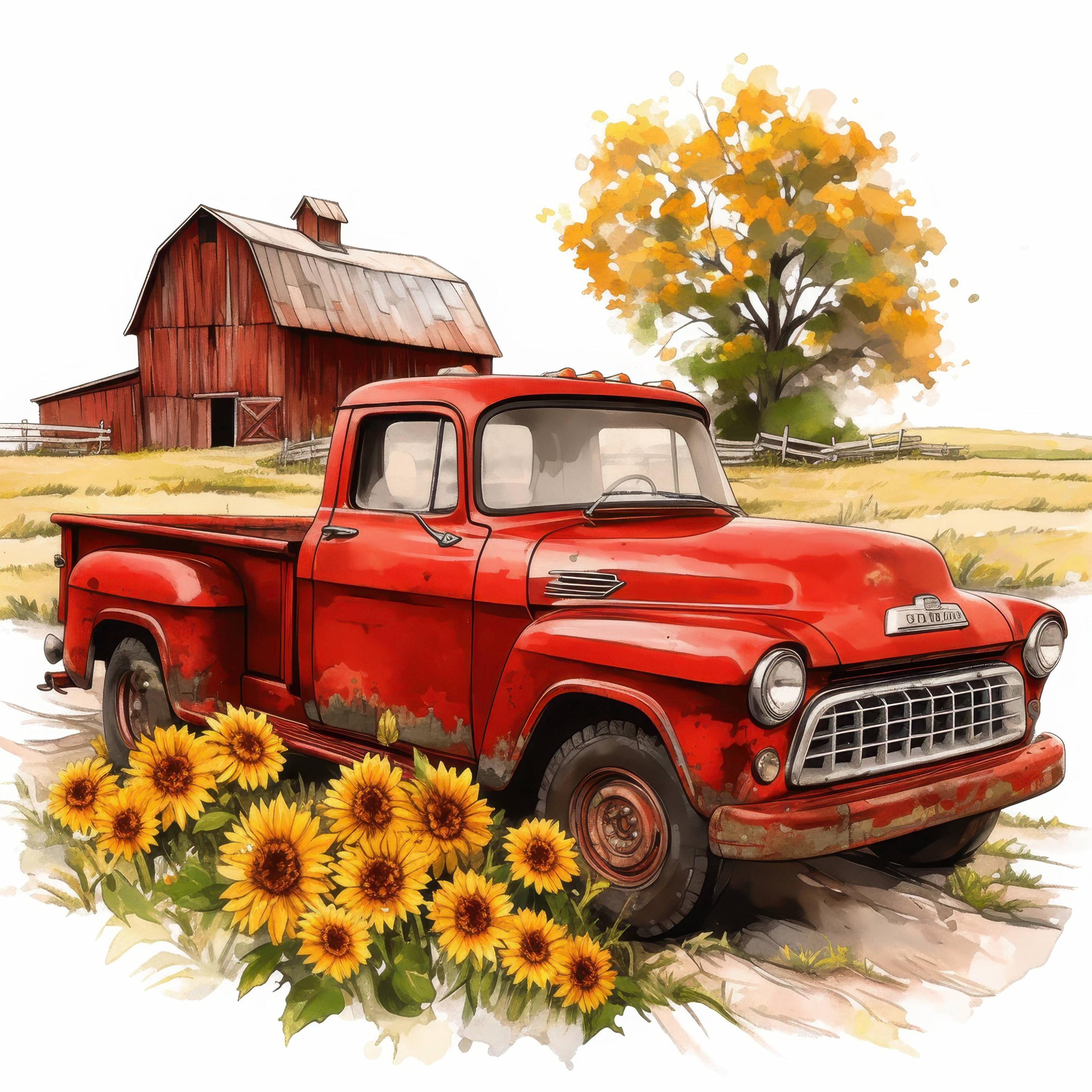 17 Rustic Farm Truck Clipart Bundle, Farmyard Truck Illustrations ...