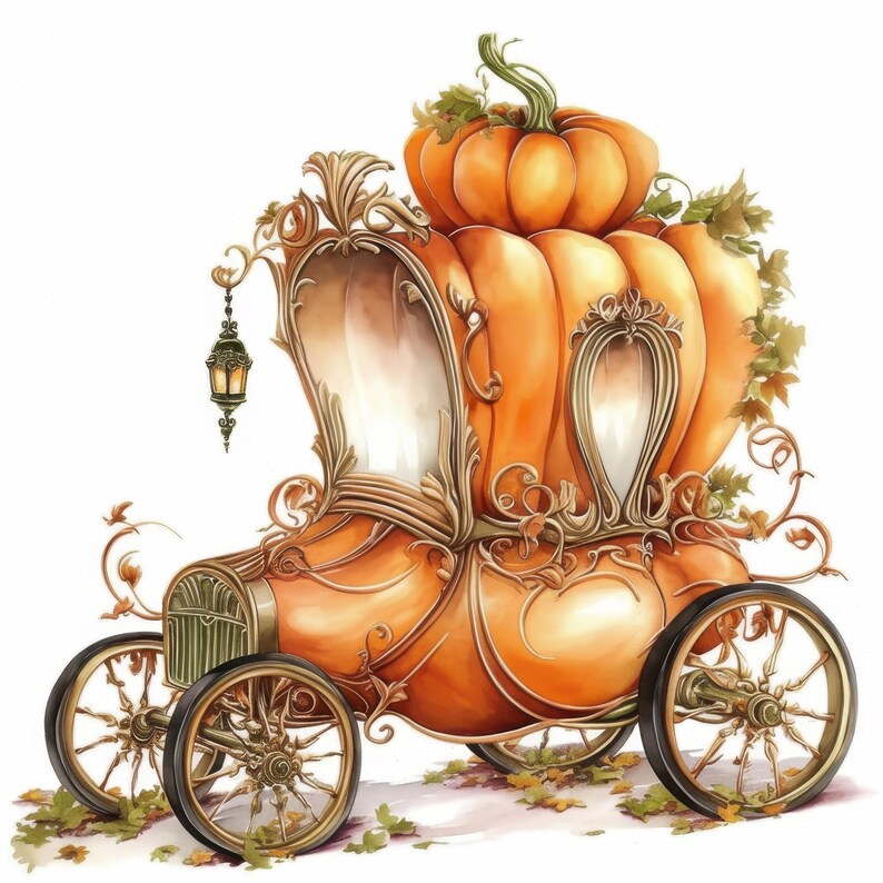 15 Pumpkin Carriage Clipart Bundle, Halloween Images Illustrations ...