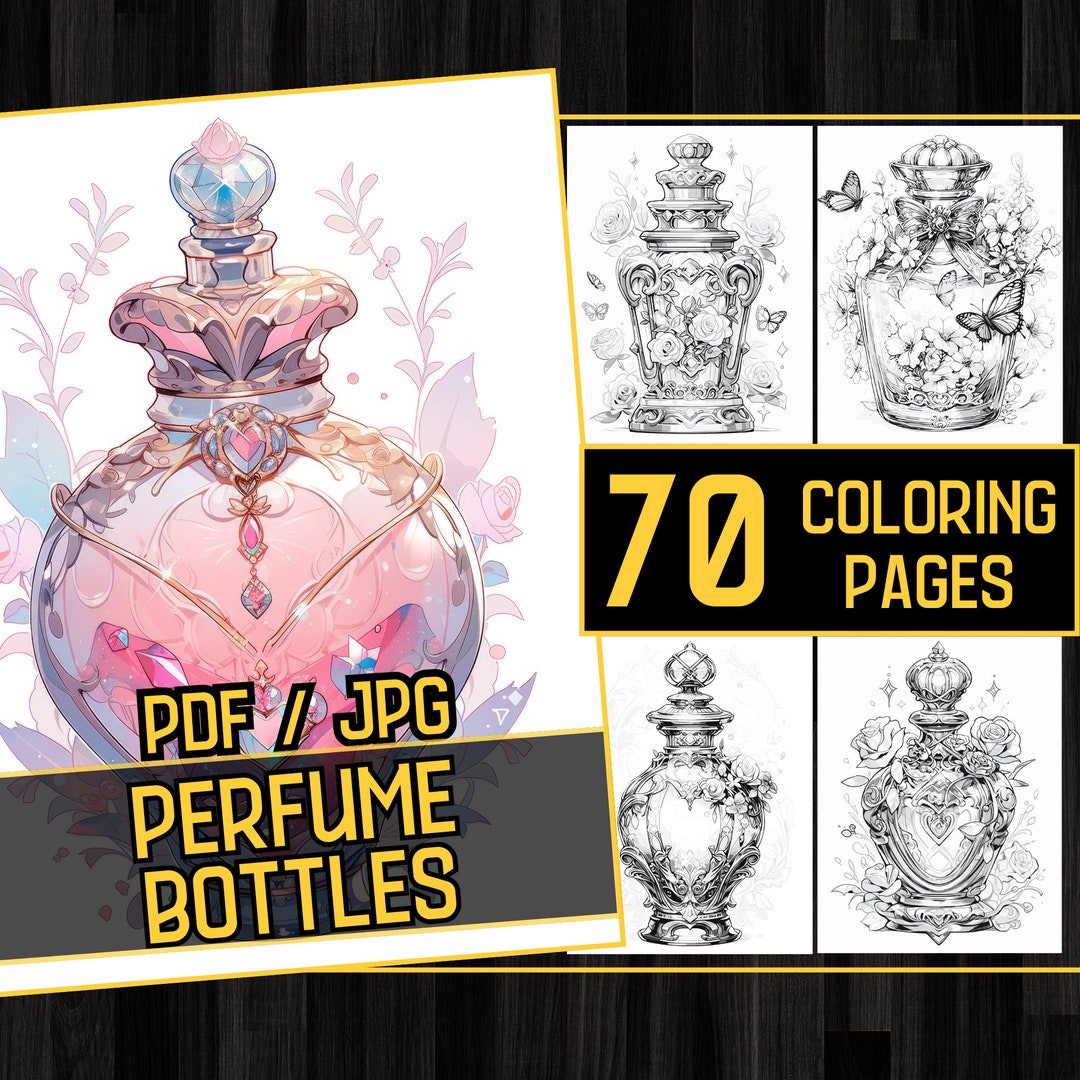70 Perfume Bottle Coloring Page Book,adults Kids Instant Download ...