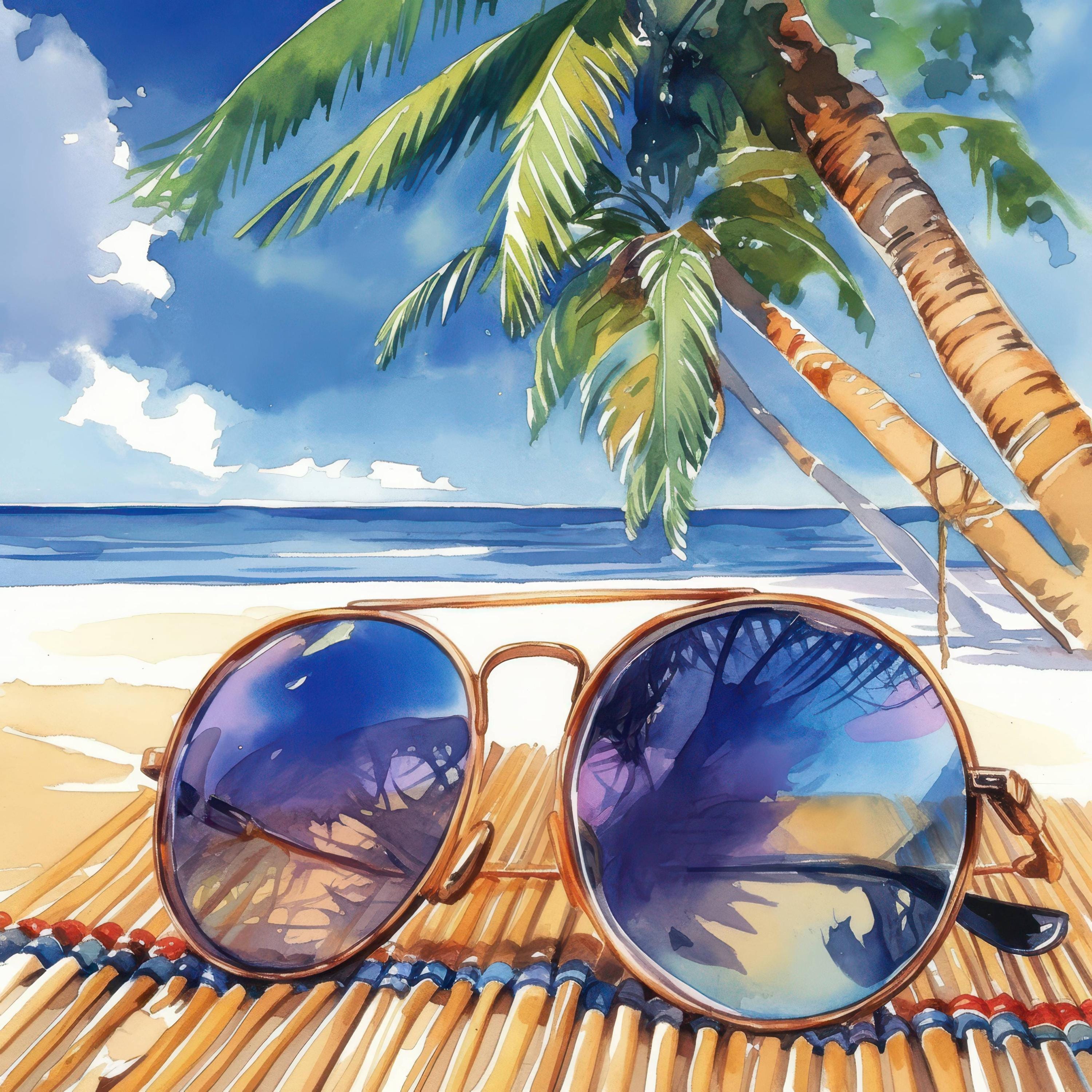 12 Beach View Sunglasses Clipart Set, Summer Illustrations, Printable ...