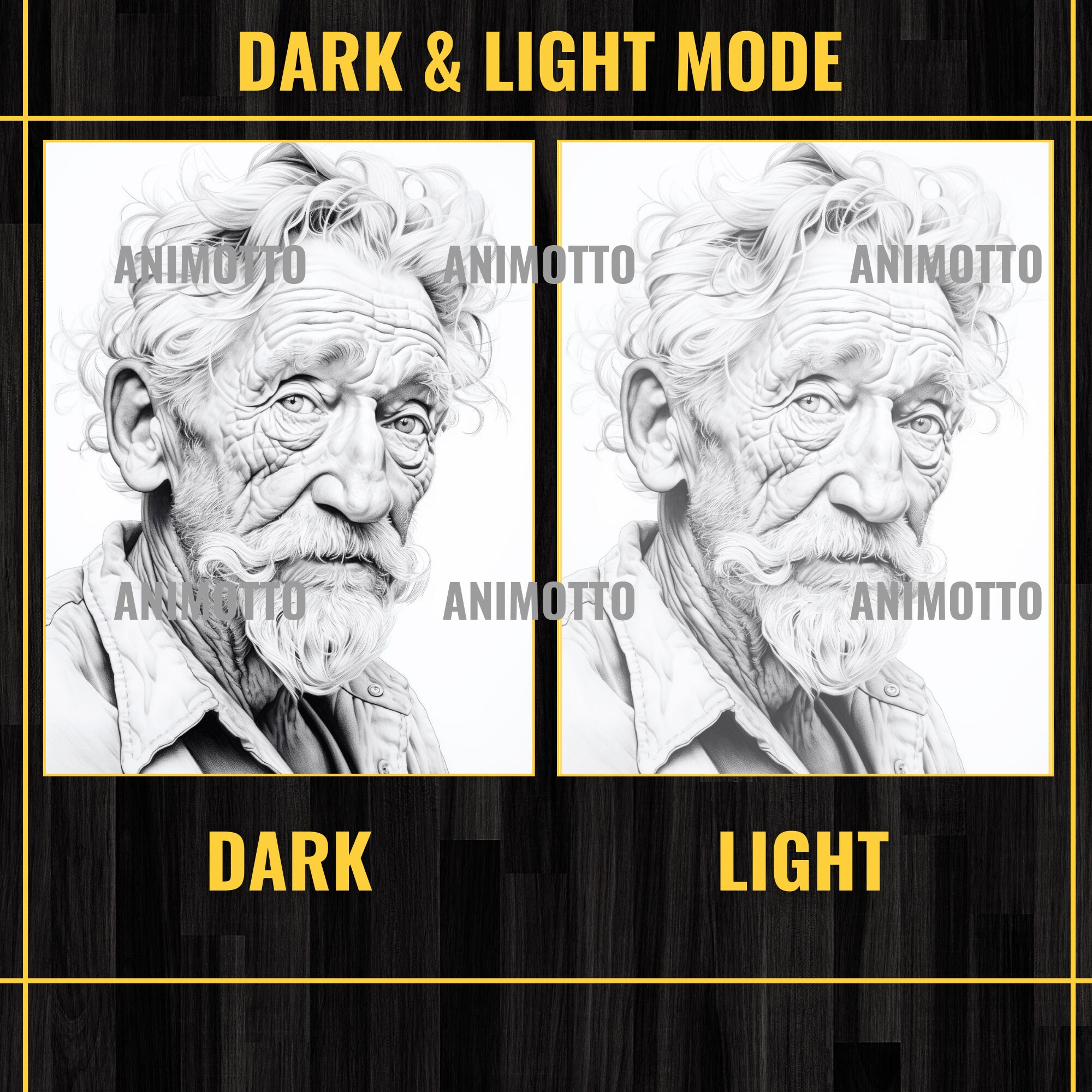 Old Gentlemen 95 Coloring Page Book, Adults Kids - Grayscale Coloring ...