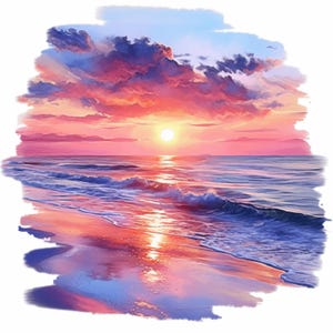 14 Beach Sunset Clipart Bundle, Printable Watercolor Sunset Over Beach ...