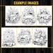 Flower Cars 60 Coloring Page Book, Adults Kids Instant Download ...