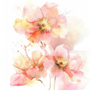 10 Pink Gold Flowers Clipart, Digital Planner, Flowers Print, Printable ...