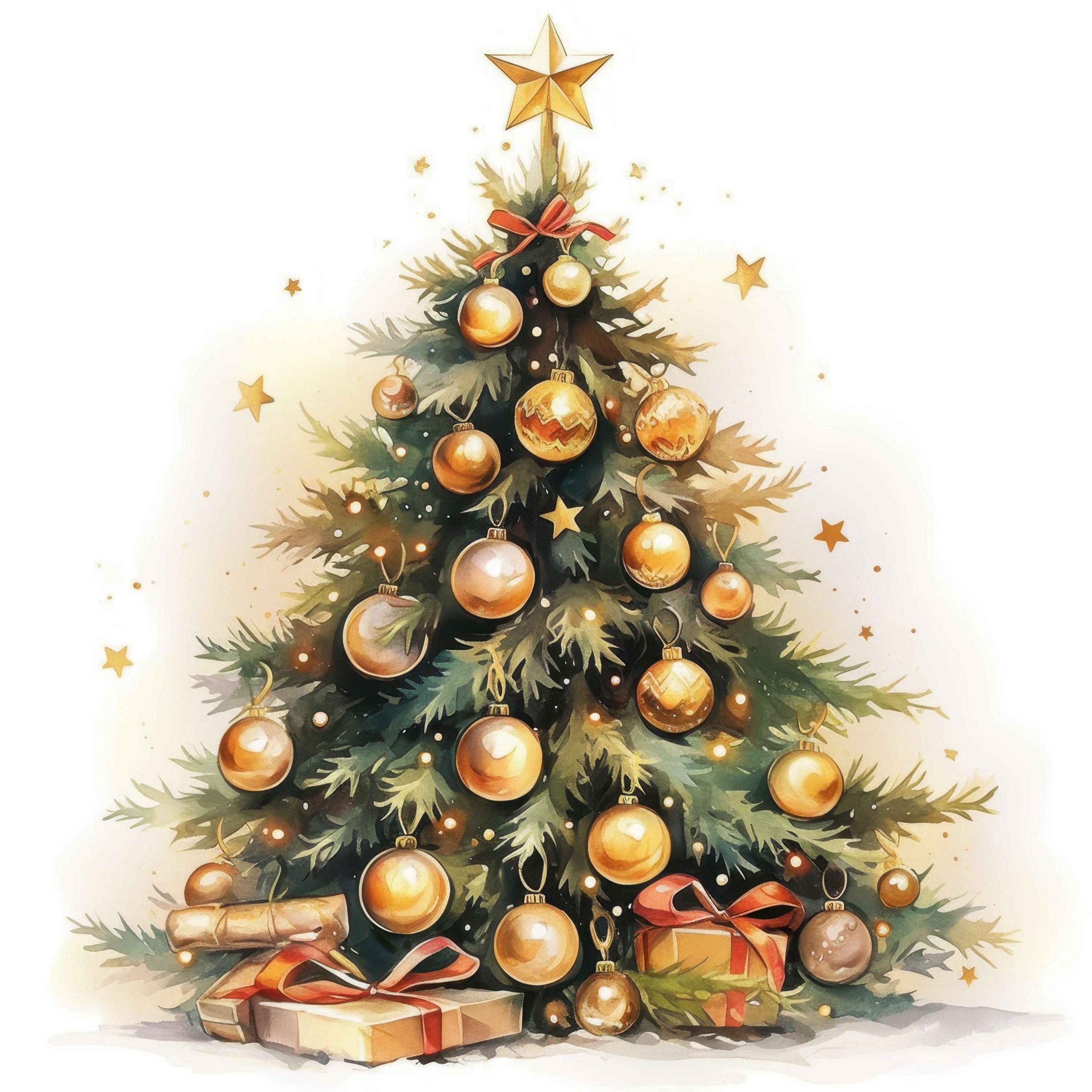 16 Christmas Tree Clipart Set, Festive Collection Graphics, Printable ...