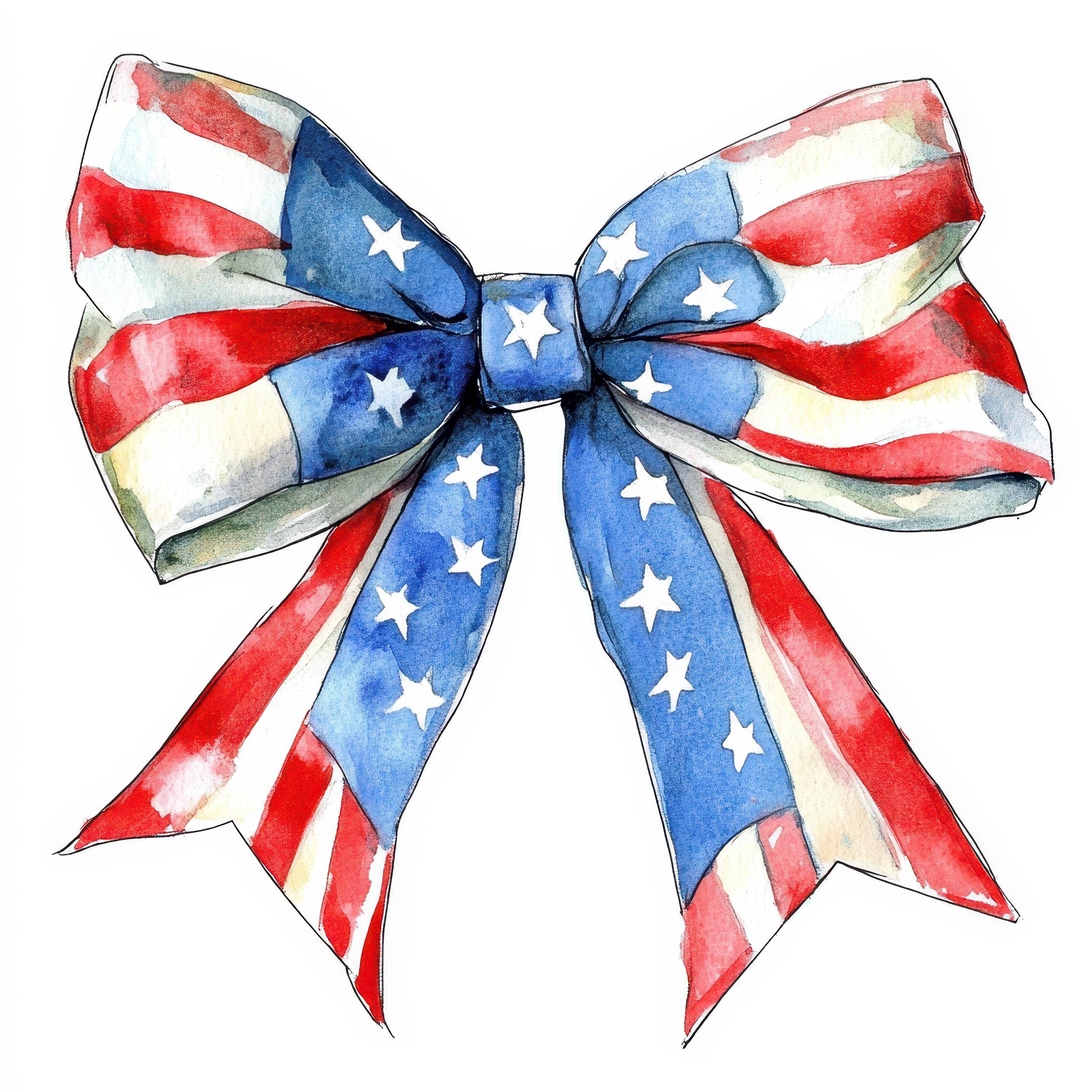 21 Patriotic Ribbons Clipart Bundle, Printable Watercolor 4th July Bow ...