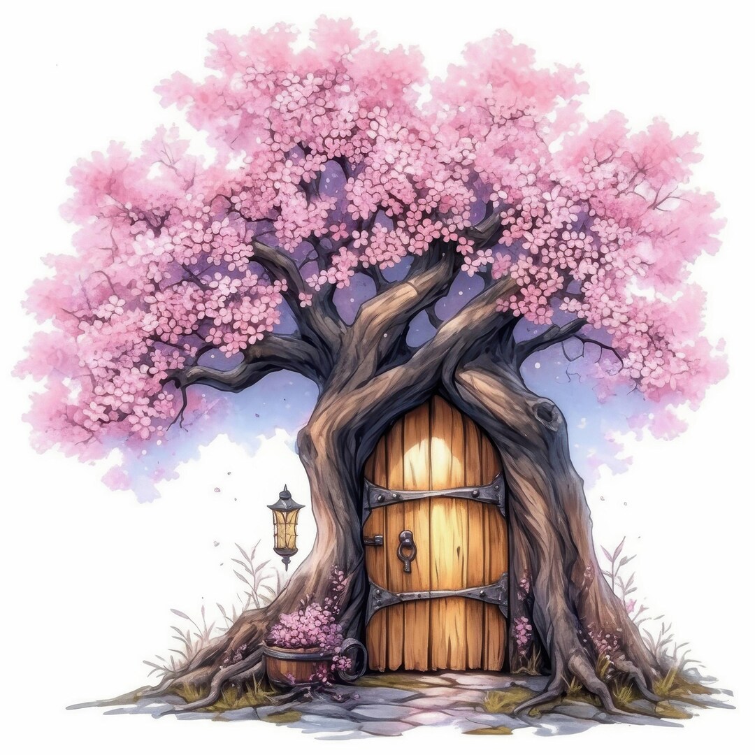 13 Secret Tree Door Clipart Bundle, Fairy Gates Illustrations ...