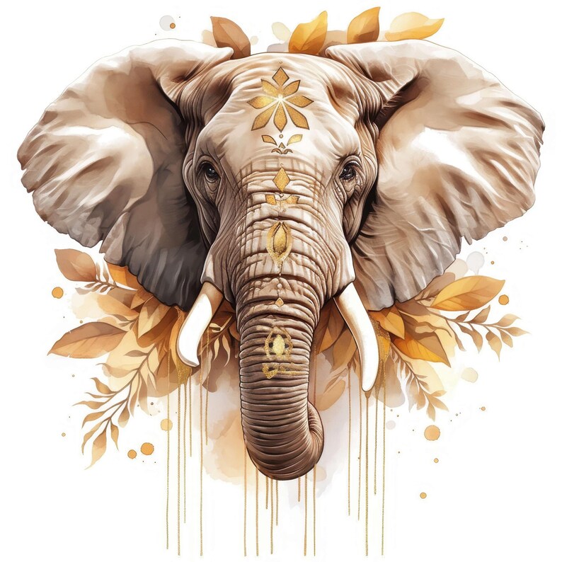 22 Georgeous Elephant Clipart Set, Luxury Animal Graphics, Printable ...