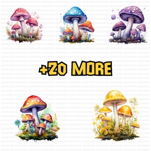Watercolor Mushrooms Clipart | Painted Mushroom Clipart | Mushroom ...