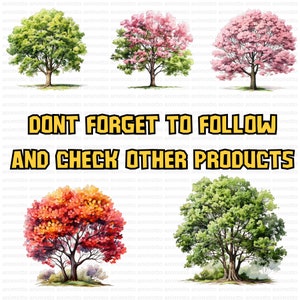 Watercolor Trees Clipart | Painted Colorful Tree Clipart | Tree, Leaves ...