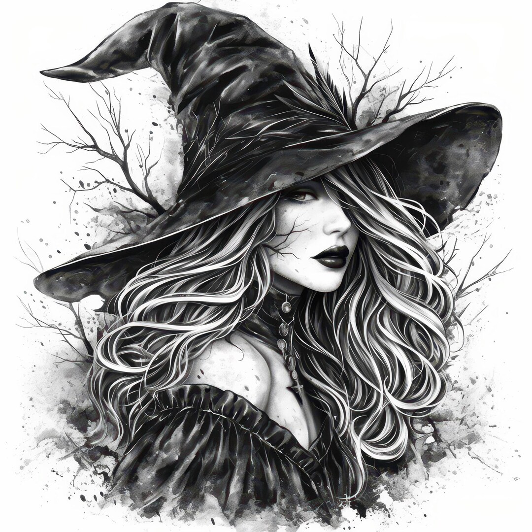 11 Witch in Black Clipart Bundle, Card Making Illustrations, Printable ...