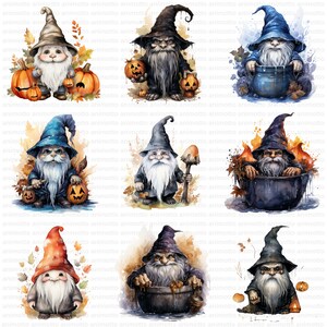 Watercolor Halloween Gnomes Clipart Bundle, Spooky Gnome Illustrations ...