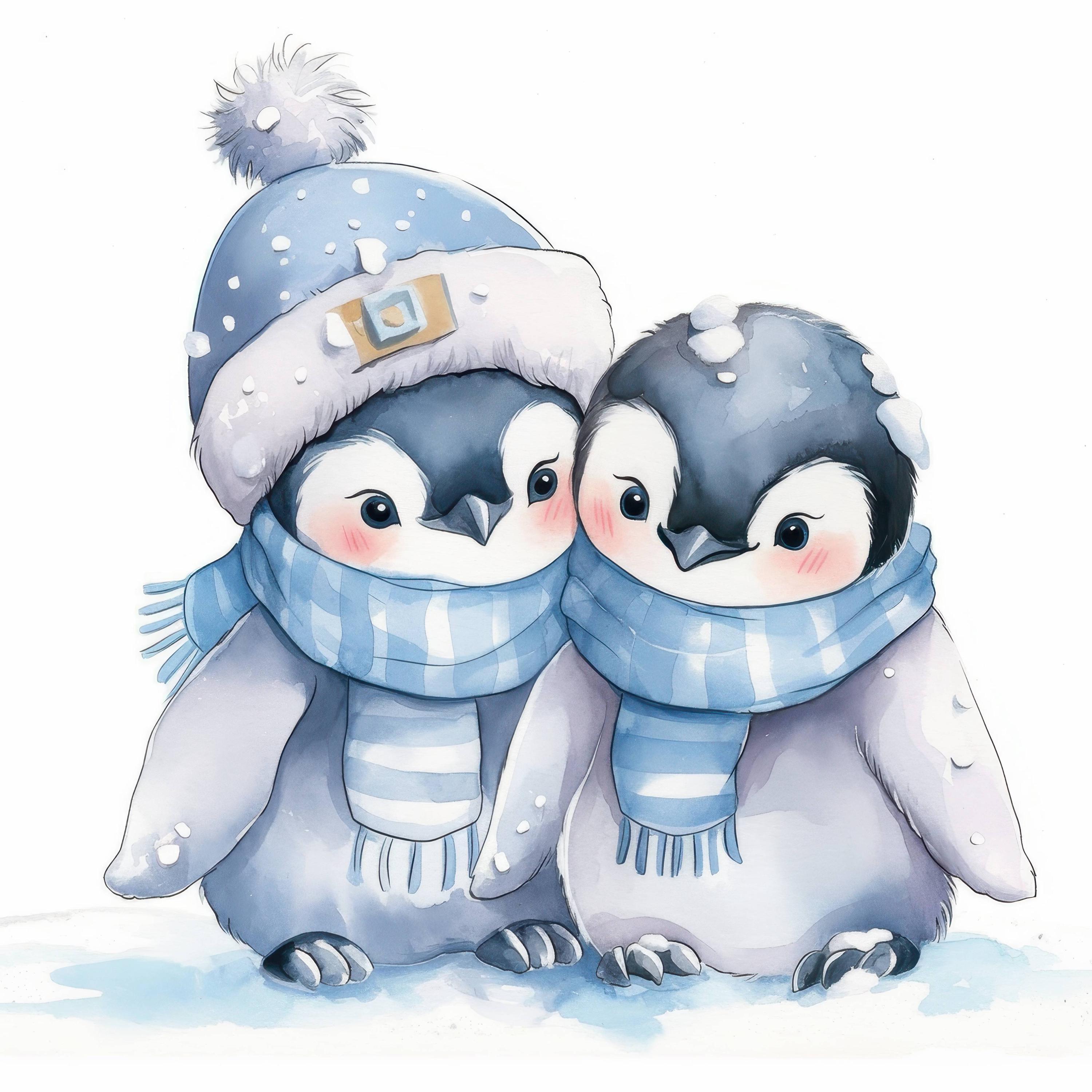 16 Winter Penguins Clipart Bundle, Cute Penguin Friends Illustrations ...