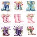 Watercolor Floral Garden Boots Clipart Bundle, Spring Floral Clipart ...
