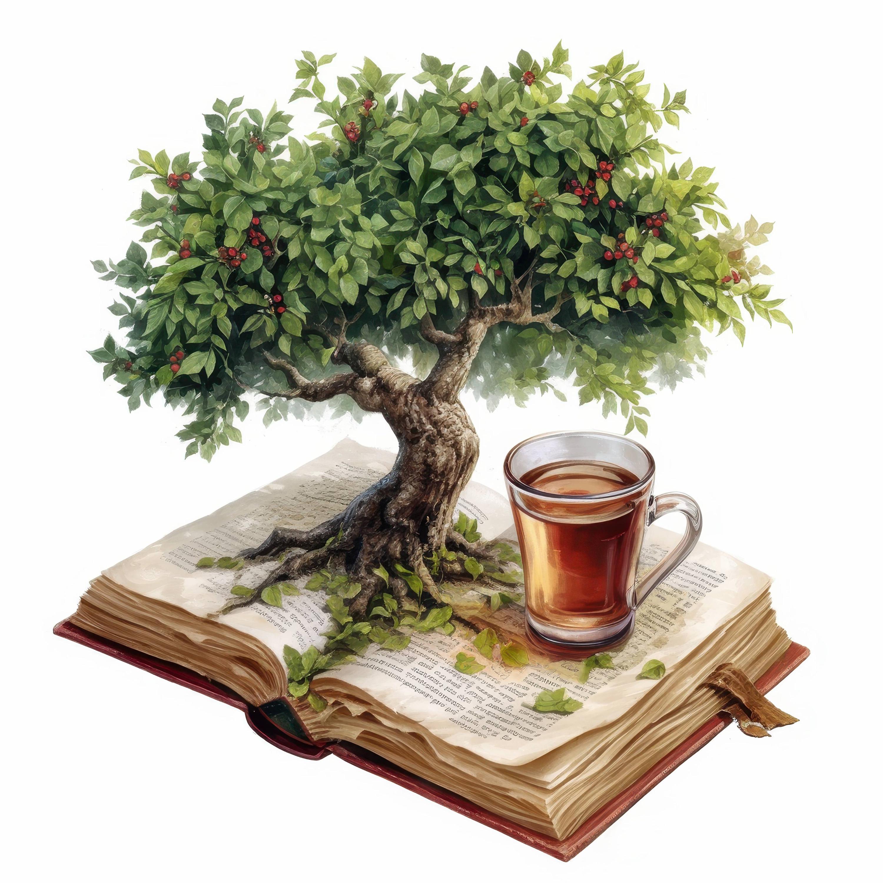 11 Tree Growing From Book Clipart Bundle, Open Book Illustration ...