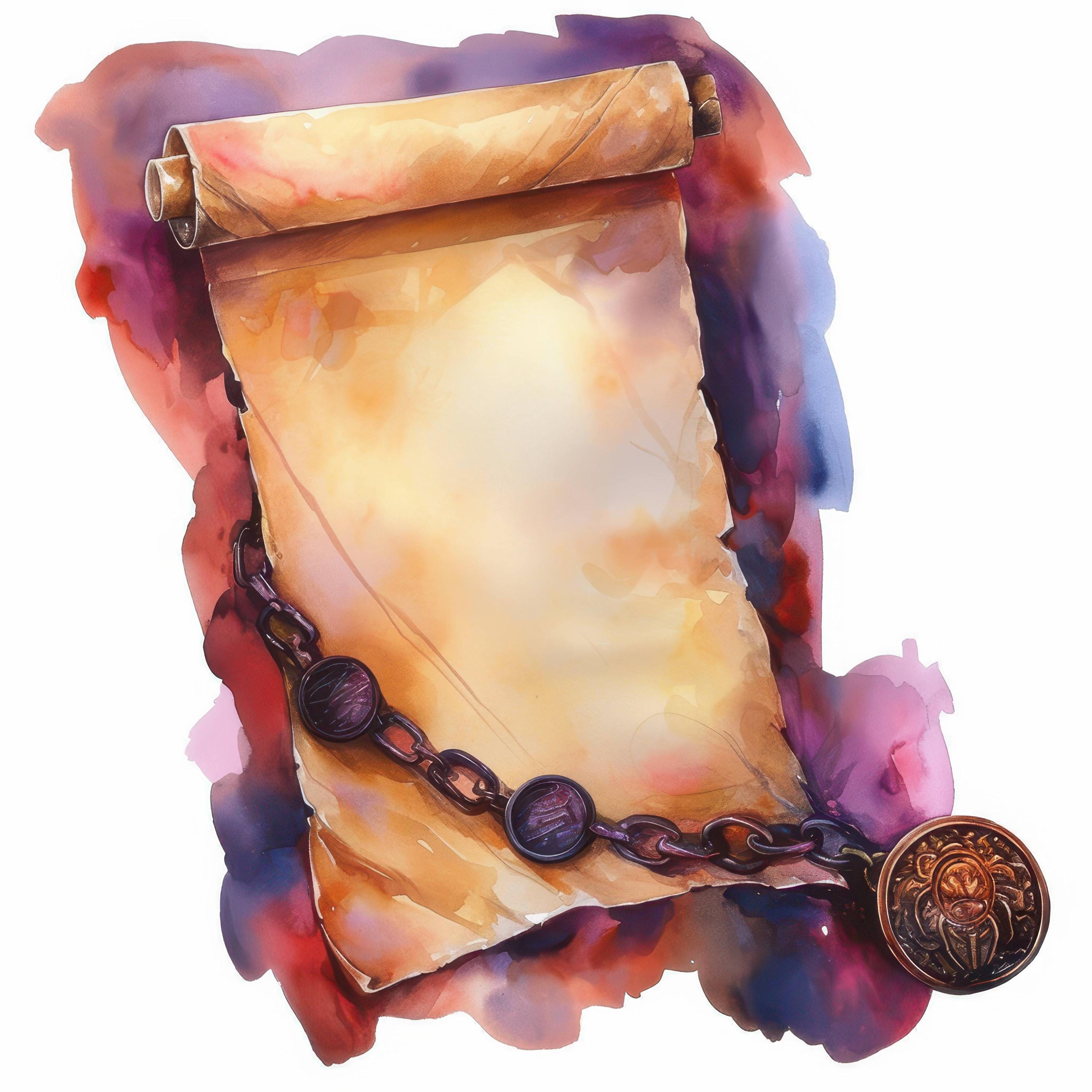 18 Magical Scroll Clipart Bundle, Enchanted Paper Illustrations ...