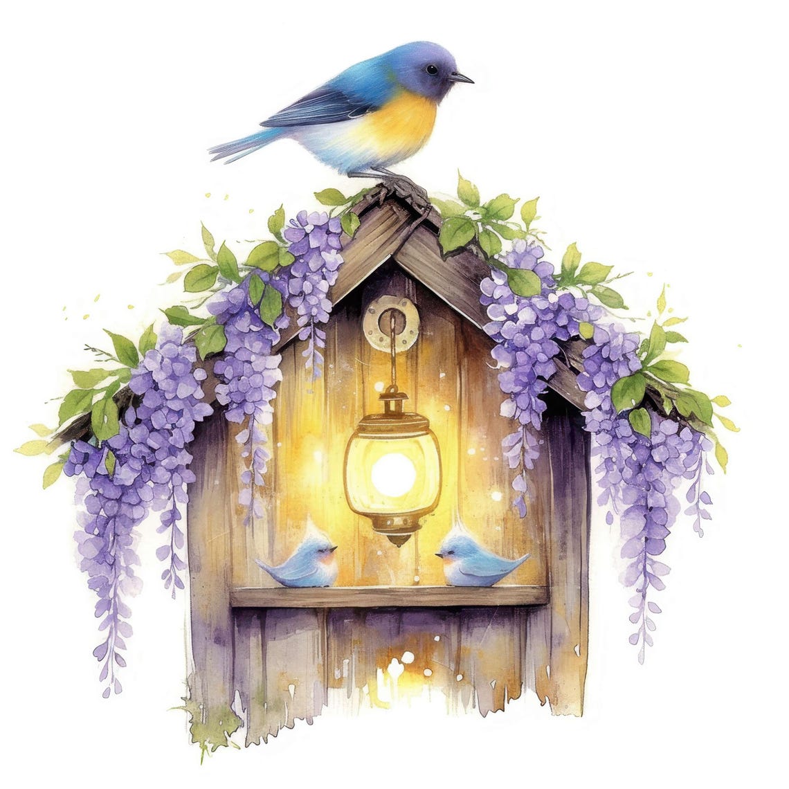 19 Spring Birdhouse Clipart Set, Printable Watercolor Floral Bird ...