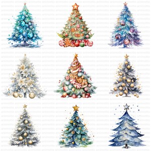 Watercolor Christmas Tree Clipart Bundle | Painted Tree Bundle ...