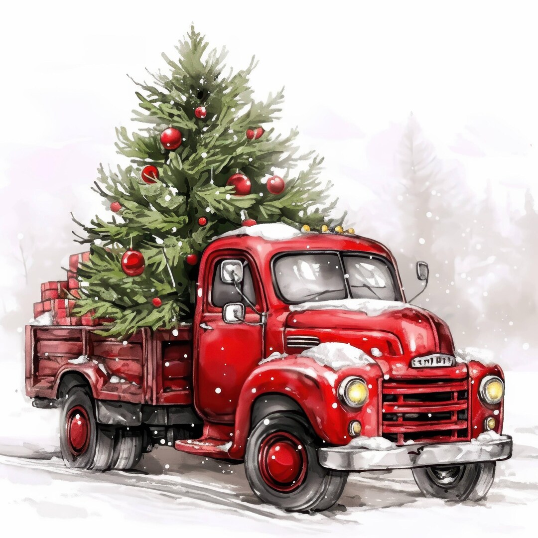 15 Festive Truck Clipart Bundle, Holiday Prints Illustrations ...