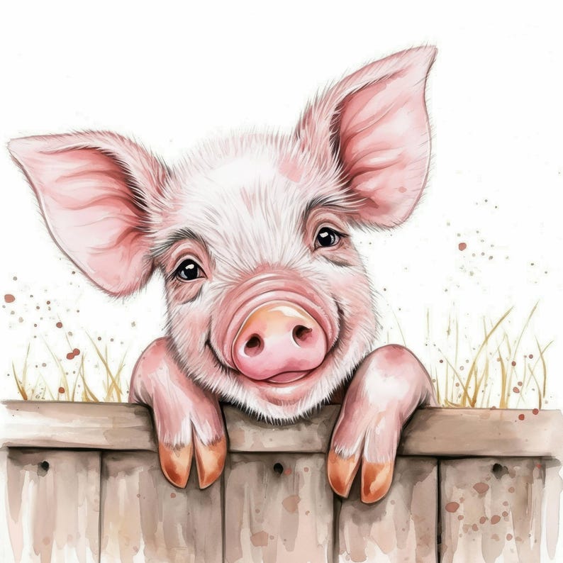 12 Farm Piglets Clipart Bundle, Peeking Piglets Illustrations ...