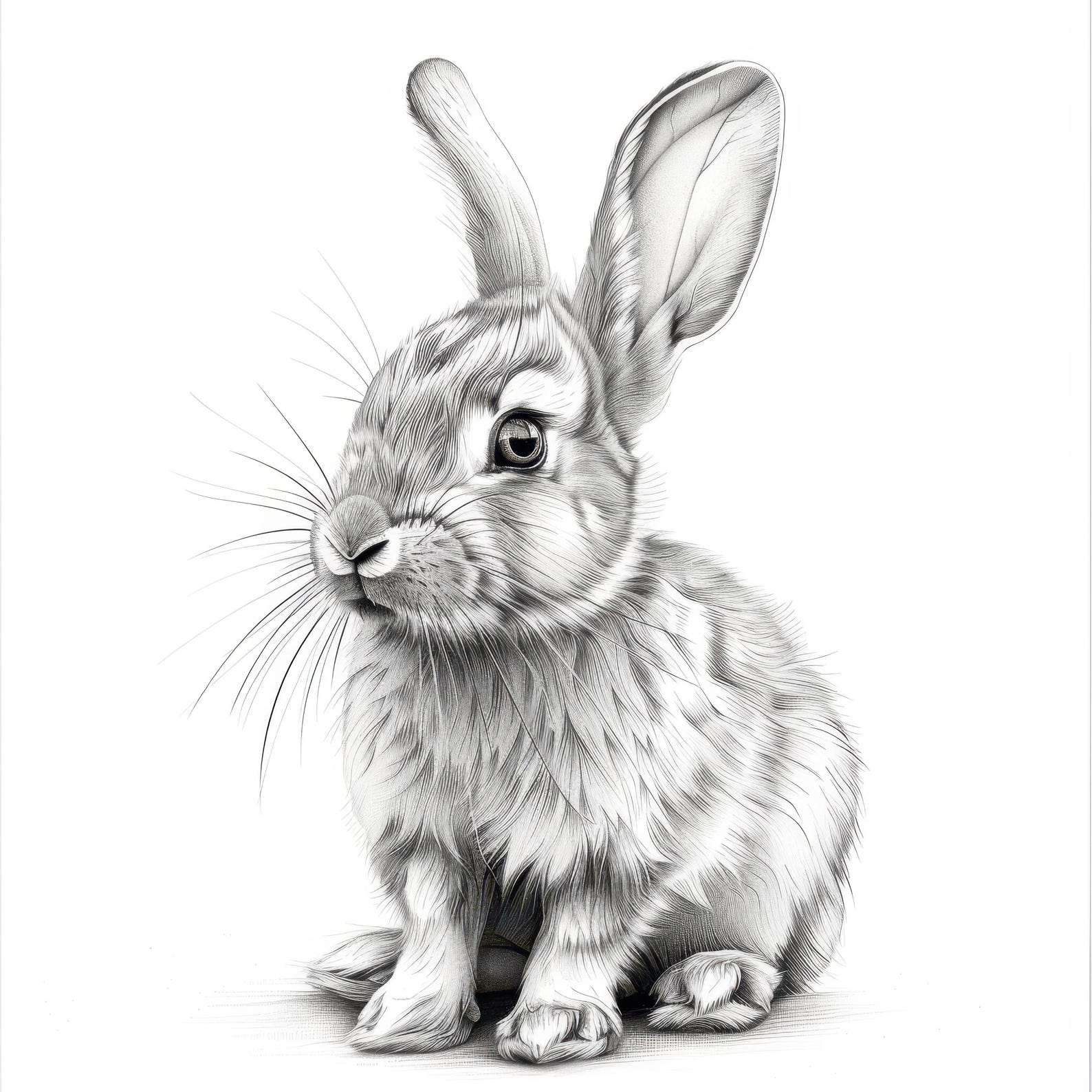 17 Bunny Black White Clipart Bundle Set, Line Art Clipart, Printable ...
