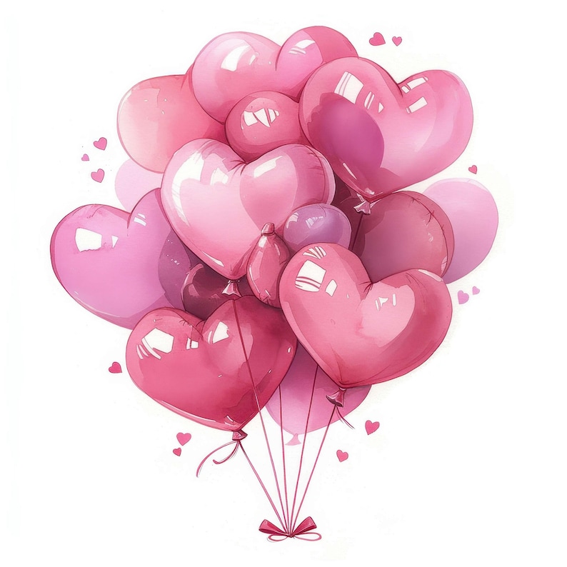 21 Party Balloons Clipart Set, Printable Watercolor Coloured Balloons ...