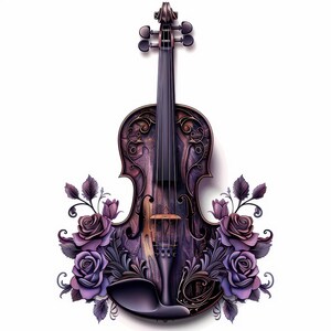 14 Elegant Purple Violin Watercolor Clipart Bundle, Digital Download ...