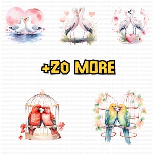 Watercolor Lovebirds Clipart | Valentine's Day Images, Romantic, Cute ...