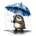 14 Hedgehog Rainy Clipart Bundle, Hedgehog and Umbrella, Printable ...