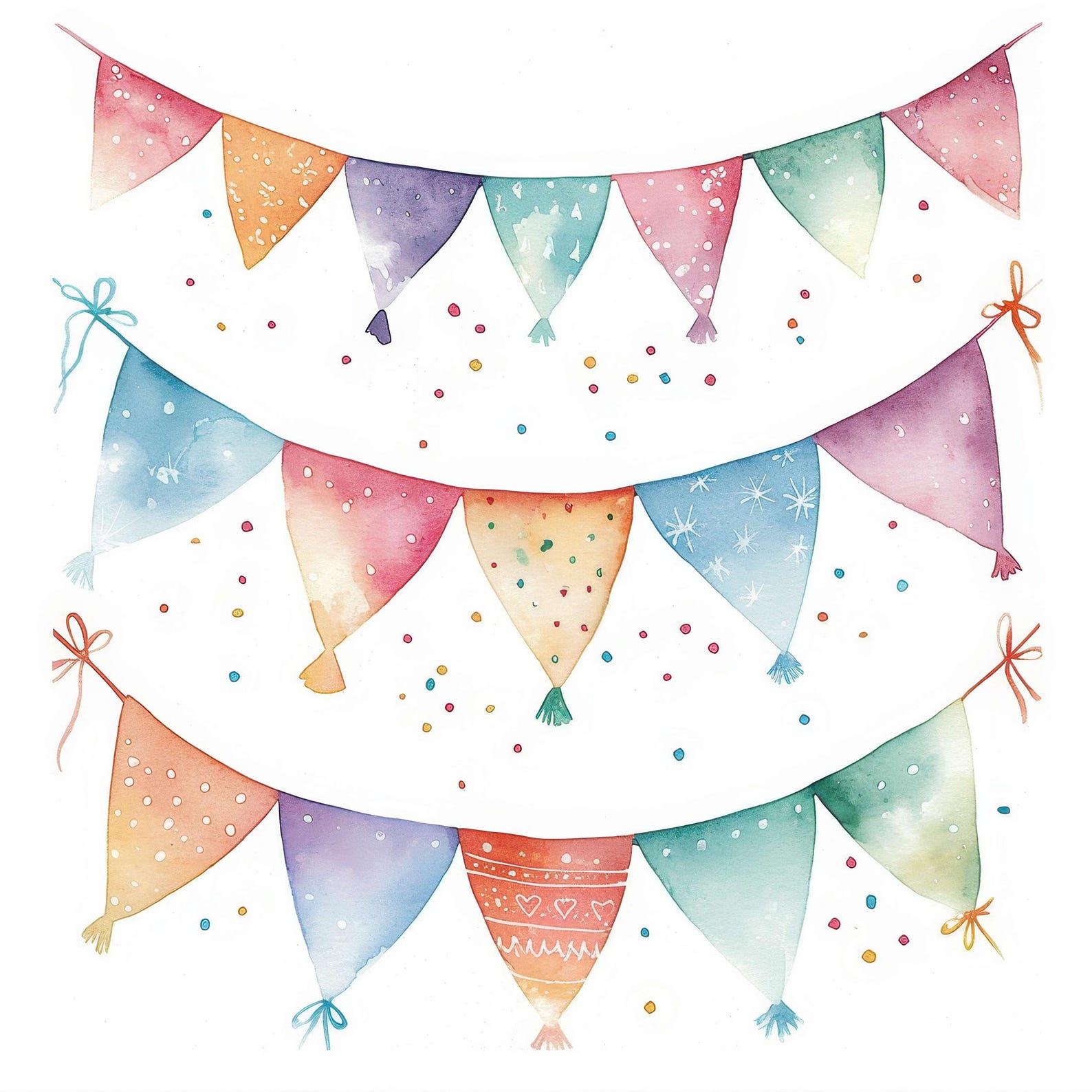 16 Party Bunting Clipart Set, Printable Watercolor Party Clipart, High ...