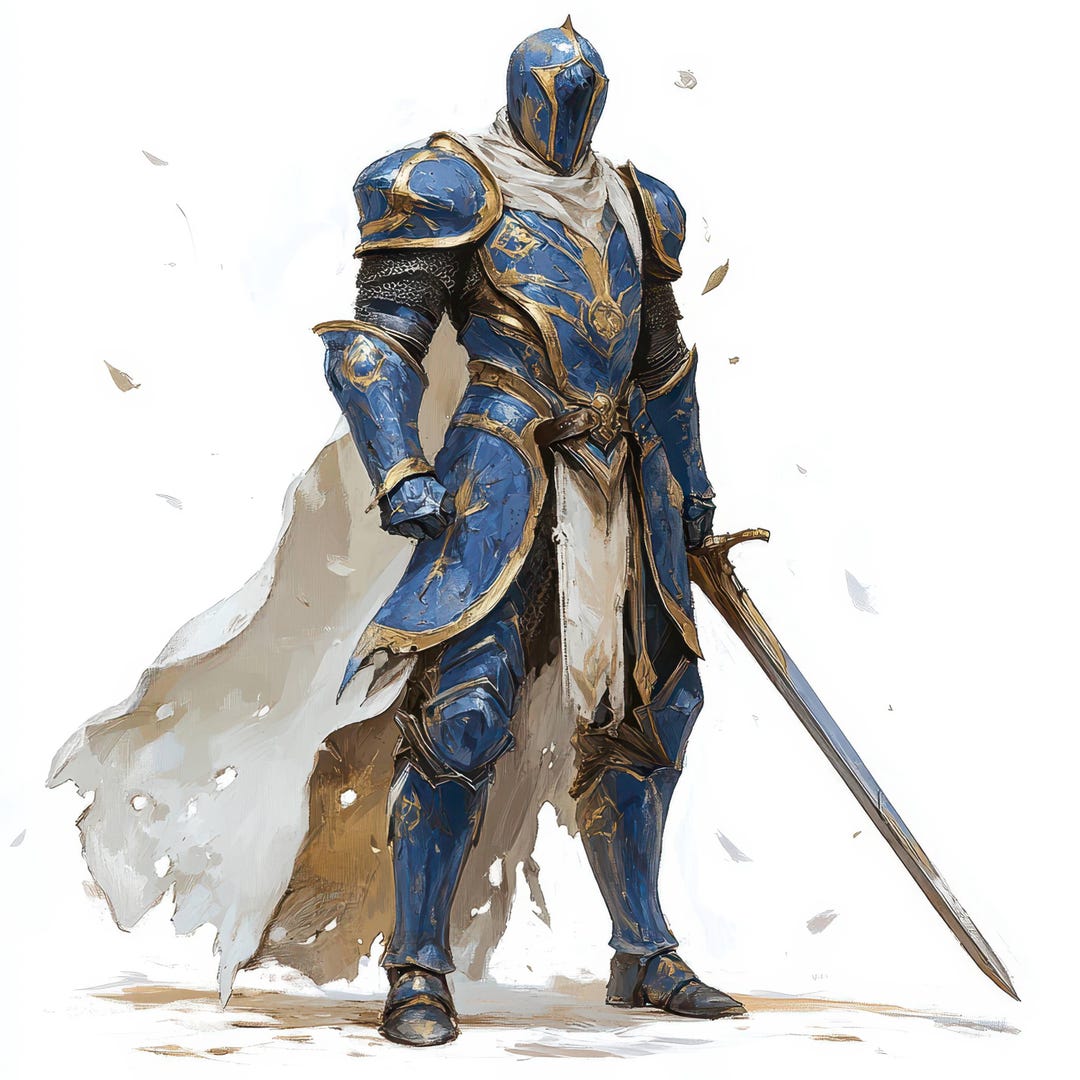 20 Medieval Knight With Sword Clipart Bundle, Printable Watercolor ...