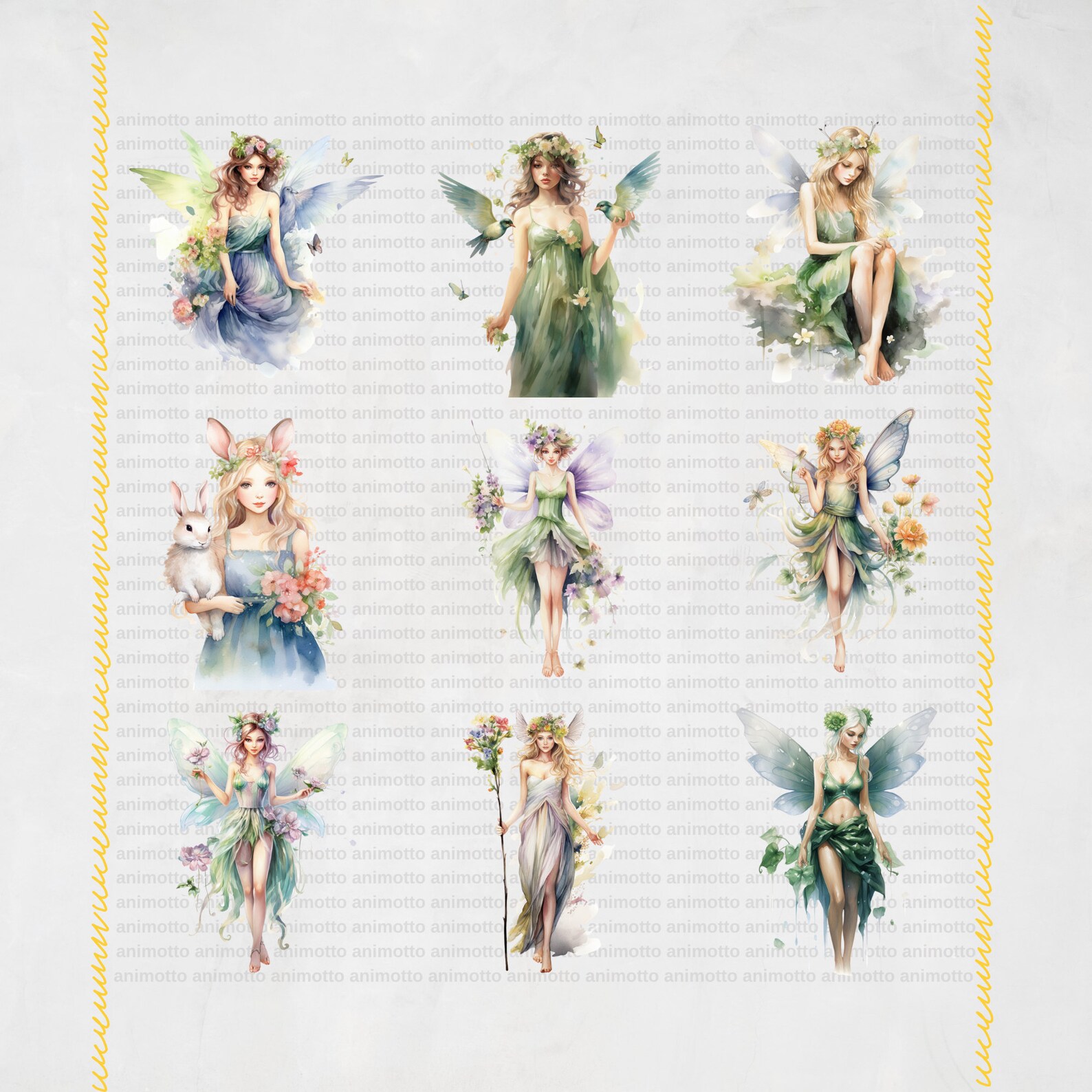 Watercolor Spring Fairies Clipart Bundle, Floral Images, Butterfly Wing ...