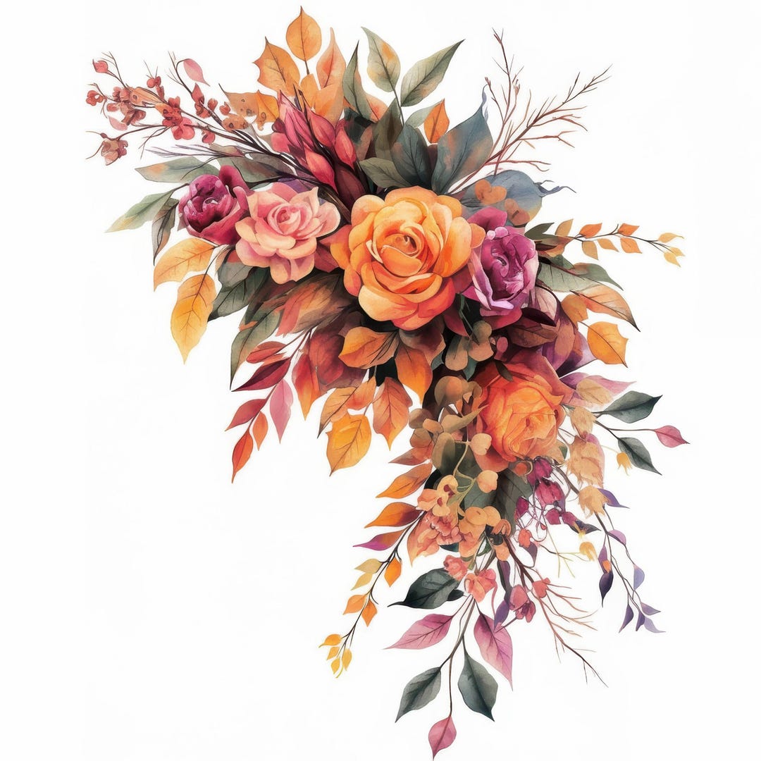 12 Autumn Garland Clipart Bundle, Printable Watercolor Fall ...