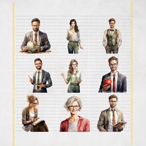 Watercolor Teacher Clipart Bundle, Back to School Clipart Illustrations ...