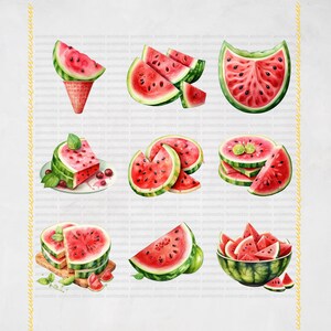 Watercolor Watermelon Clipart Bundle, Summer Fruits Clipart, Food PNG ...