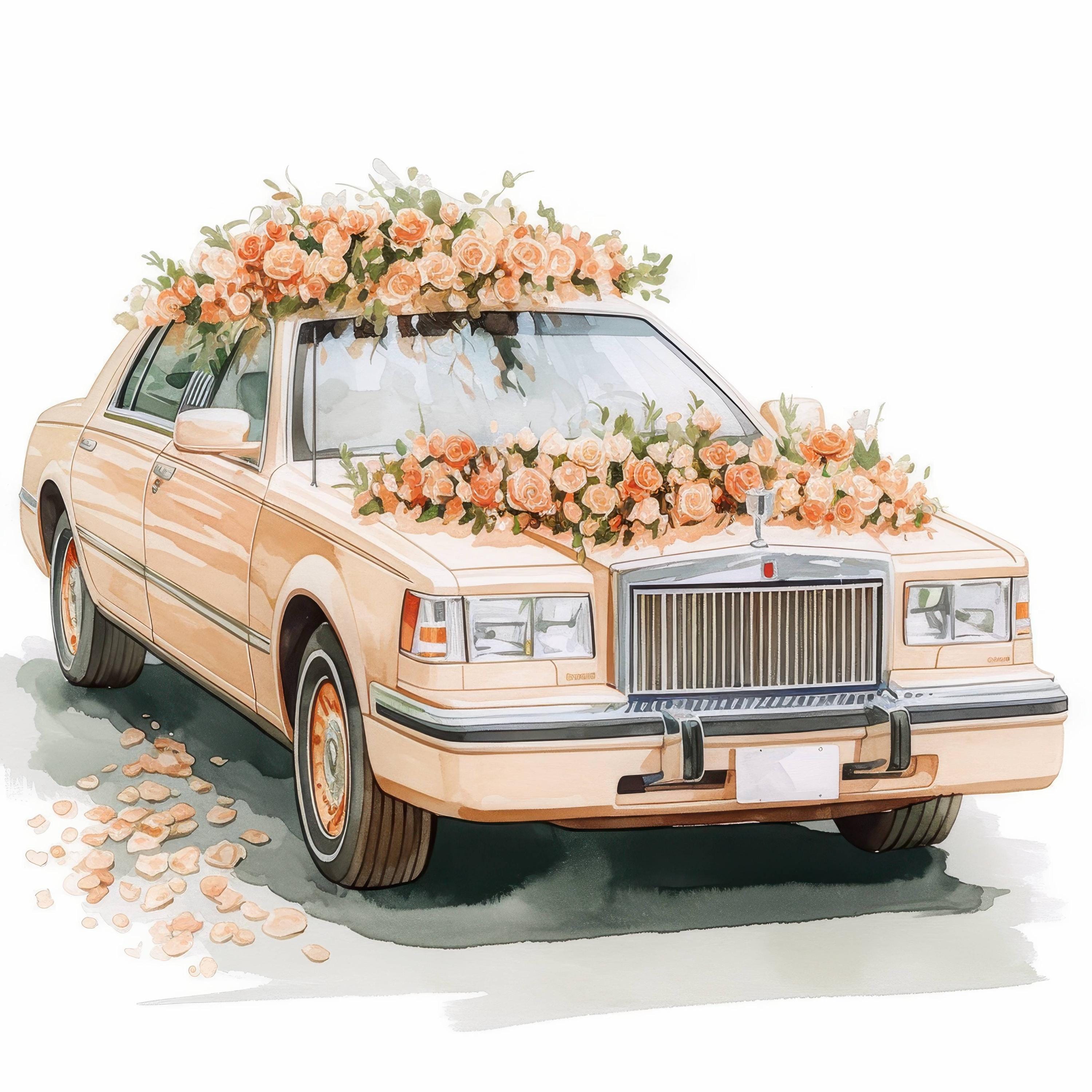 10 Wedding Limousine Clipart Bundle, Elegant Wedding Illustration ...