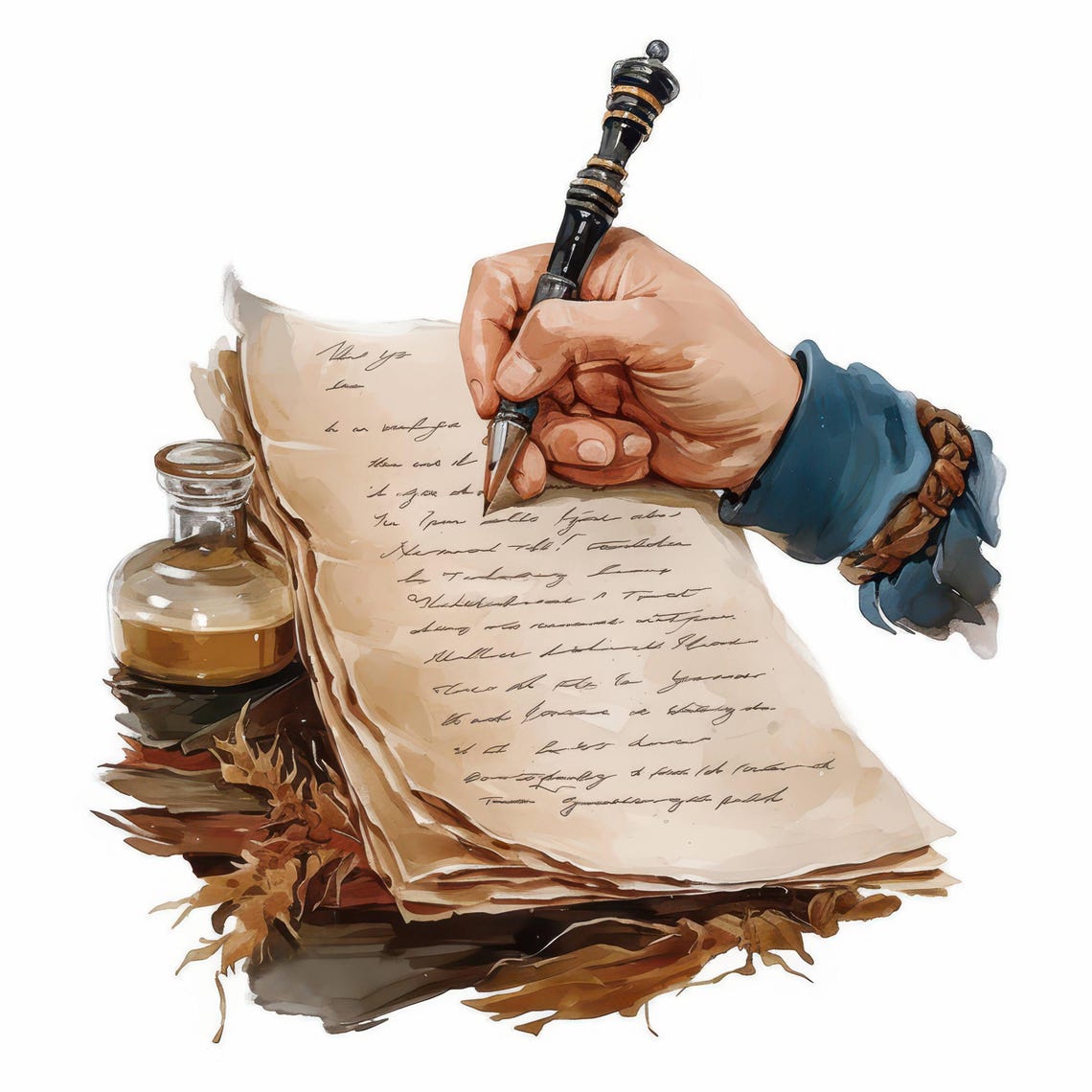 15 Quill Hand Writing Clipart Bundle, Writer Prints Illustrations ...