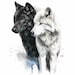 12 Wolf Duo Clipart Bundle, Black and White Wolves Illustration ...