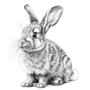 17 Bunny Black White Clipart Bundle, Line Art Clipart, Printable ...