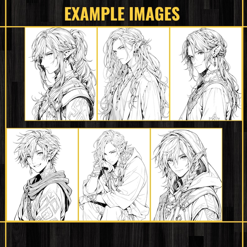 Anime Male Elves Adult Coloring Book 80 Handsome Coloring Pages ...
