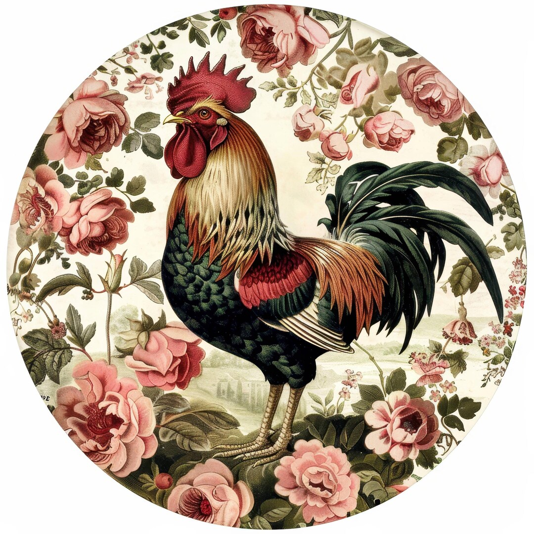 13 Floral Rooster Watercolor Clipart Bundle, Vintage Rooster ...