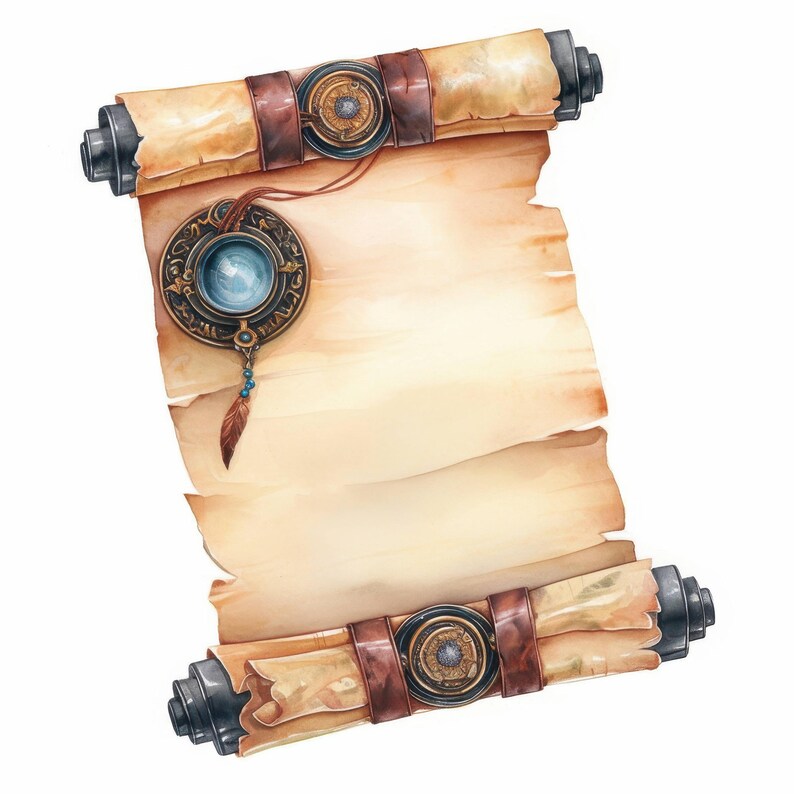 18 Magical Scroll Clipart Bundle, Enchanted Paper Illustrations ...