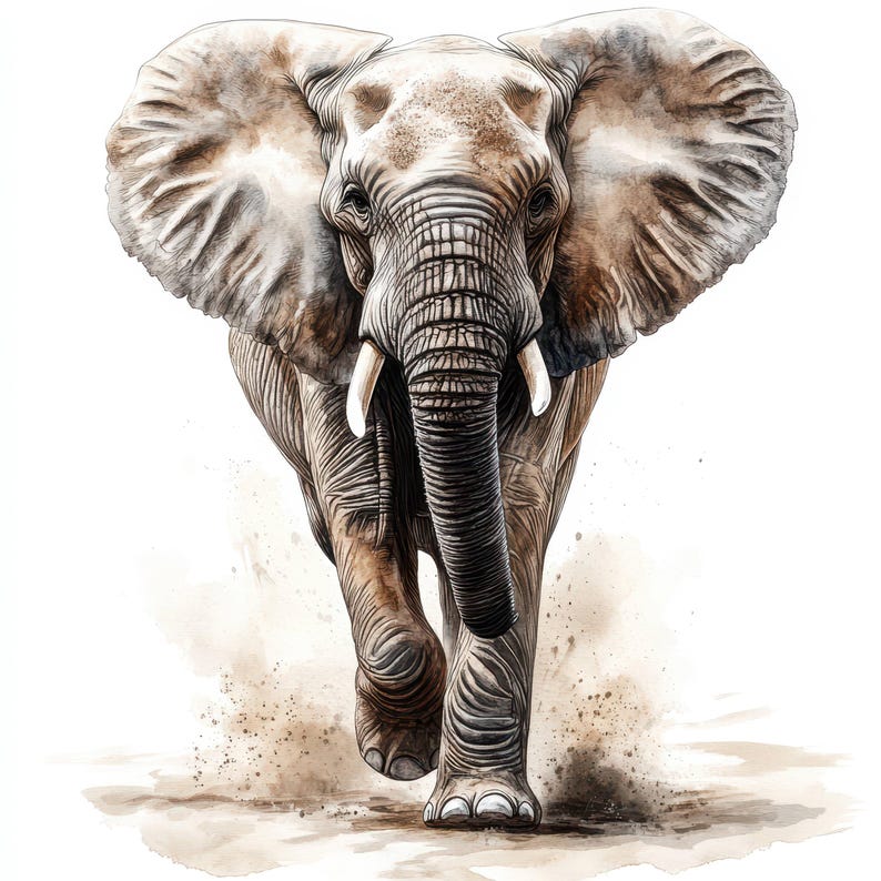 25 Elephant Watercolor Clipart Bundle, Printable Watercolor Clipart ...