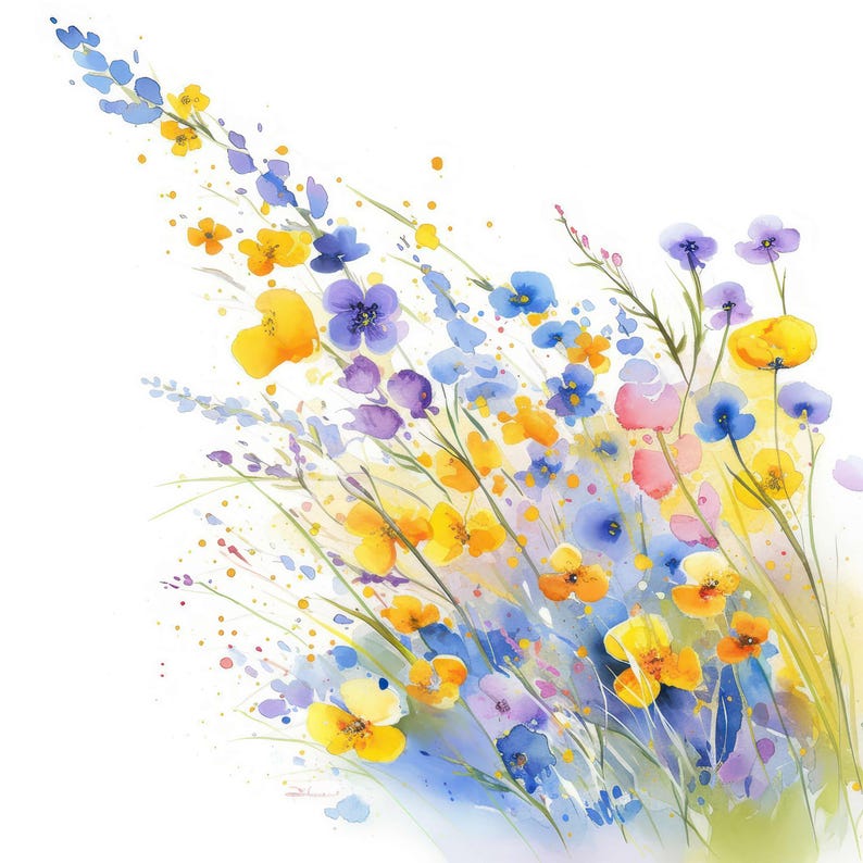 17 Spring Wildflowers Clipart Bundle, Floral Card Graphics, Printable ...