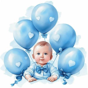 14 Baby Boy Clipart Bundle, Cute Baby Shower Prints Illustrations ...
