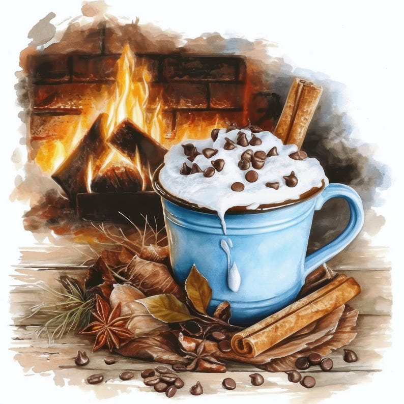 12 Cozy Hot Chocolate Clipart Bundle, Winter Drink Illustration ...