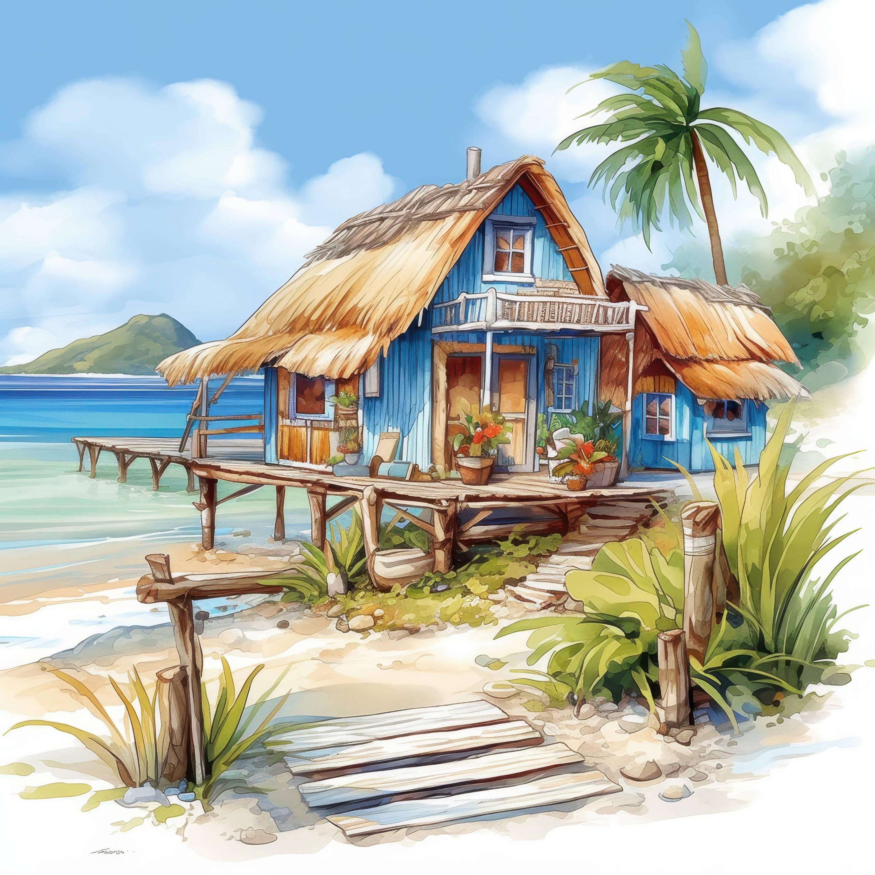 13 Seaside Cottages Clipart Bundle, Summer House Illustrations ...