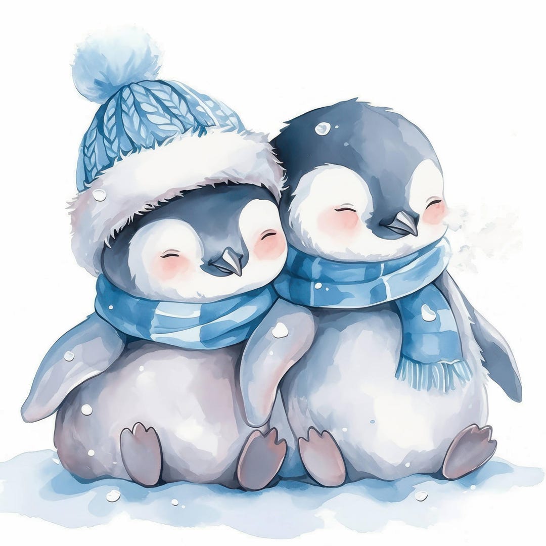 16 Winter Penguins Clipart Bundle, Cute Penguin Friends Illustrations ...